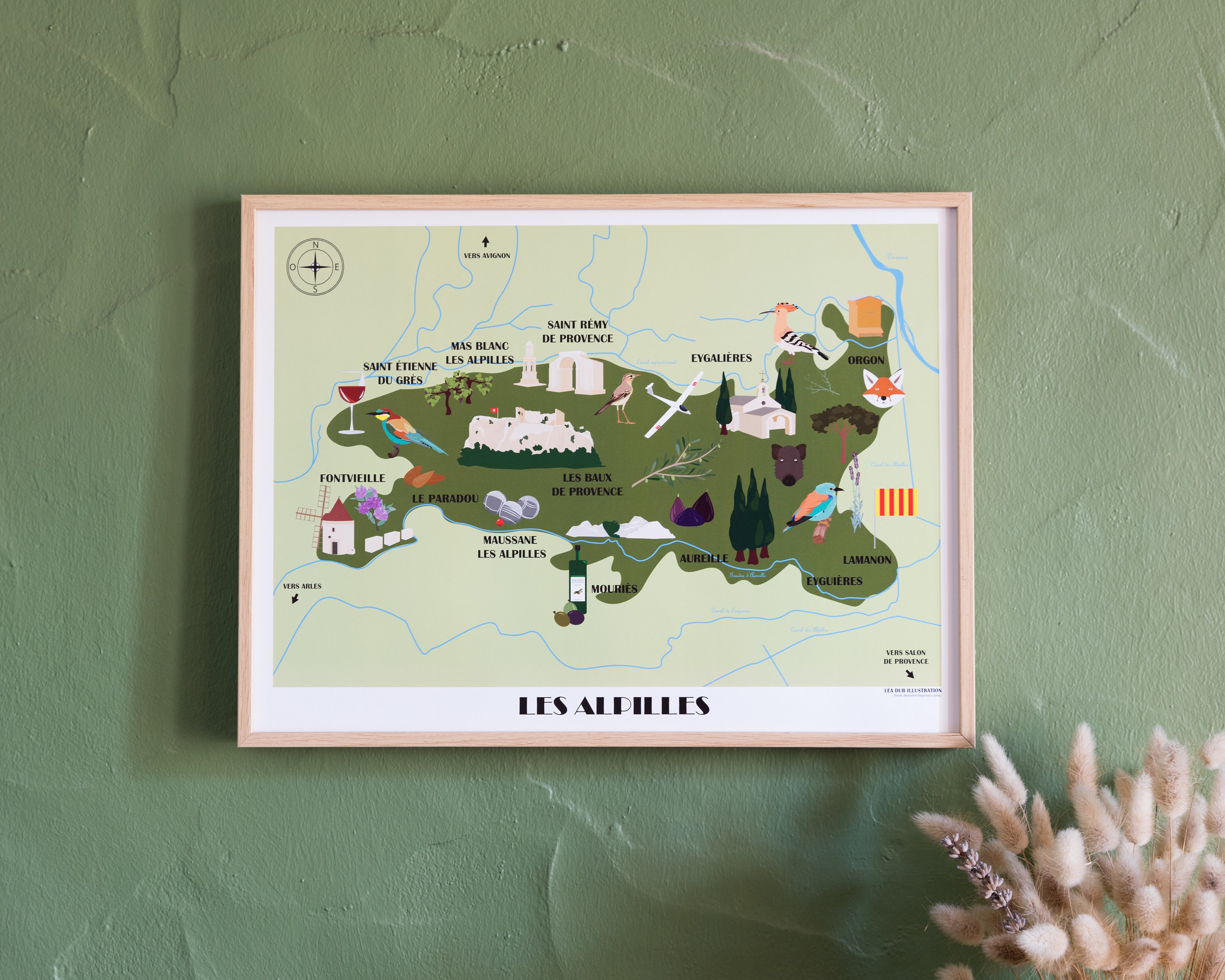 Illustrated Map of the Alpilles, Alpilles Print, Alpilles Map ...