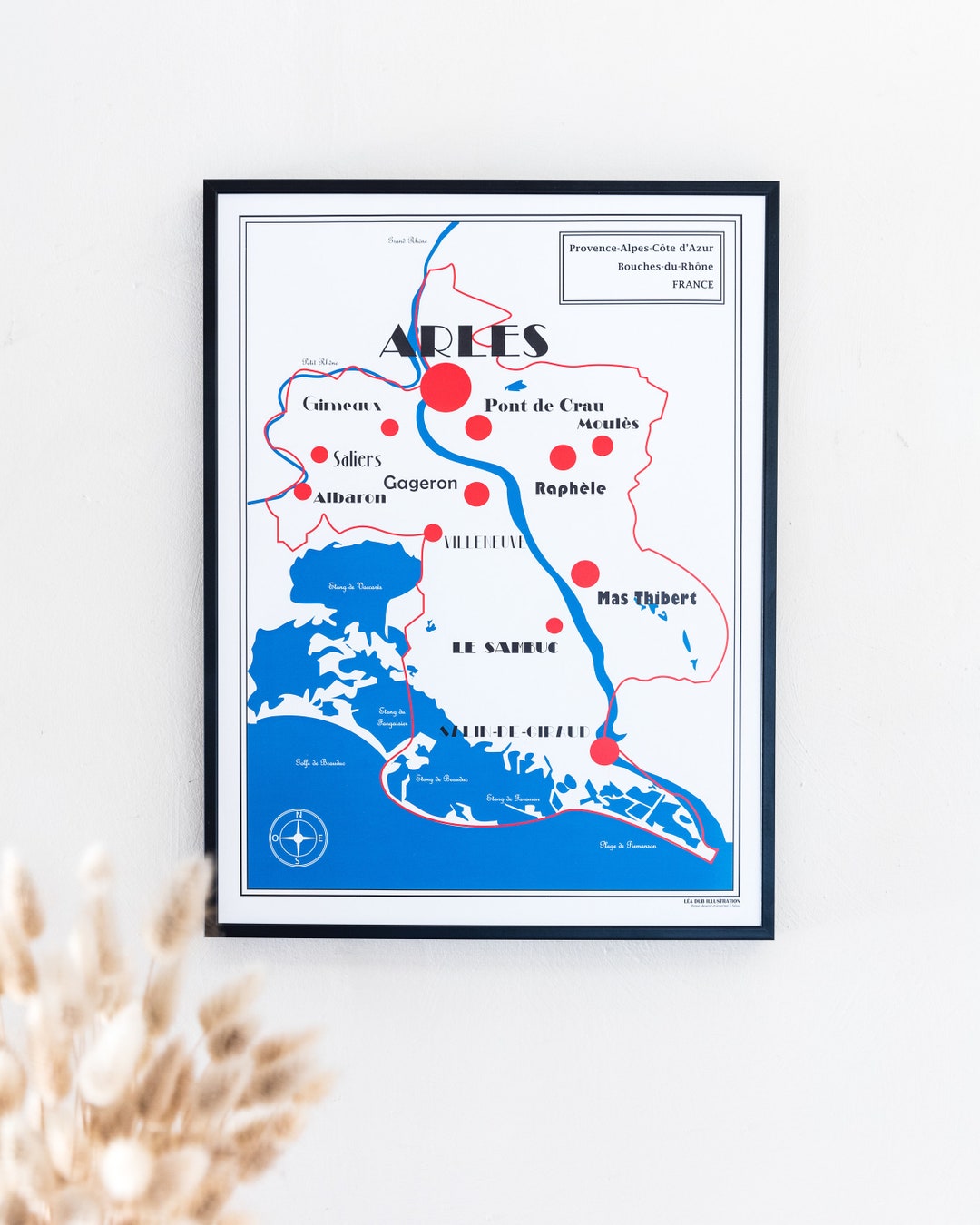 Carte d'Arles, Arles Print, Arles Map, Illustration Arles, Camargue ...