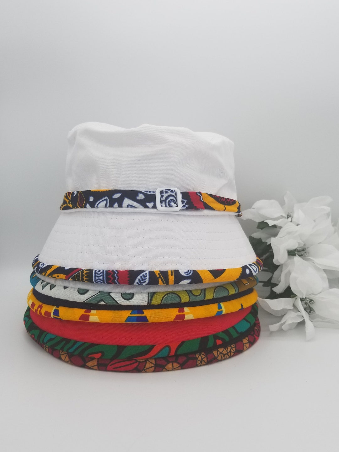 African Print Trim Bucket Hats| Sun Hat| Women Bucket Hat| Men Bucket ...