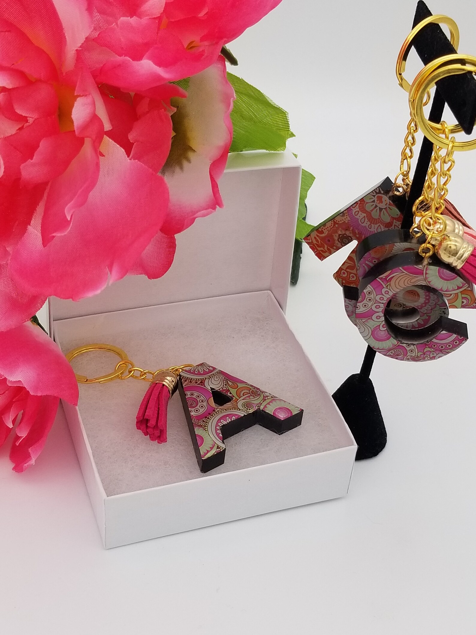 Boho Keychain Personalized Keychain Made With Resin Keychain Custom ...