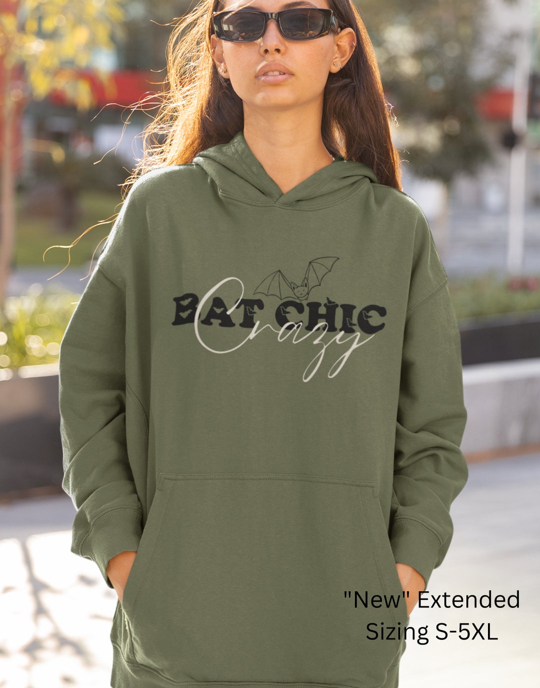 Funny Bat Sweatshirt With Hood, Bat Chic Crazy Halloween Pullover ...