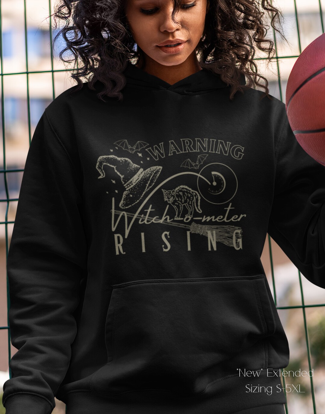 Funny Halloween Witch Hoodie, Black Hoodie for Women, Witch-o-meter ...