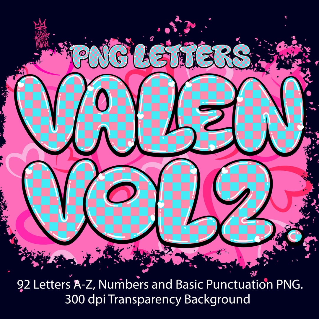 Valen Vol 2. is an Alphabet & Numbers PNG File Bulletin Board. Preppy ...