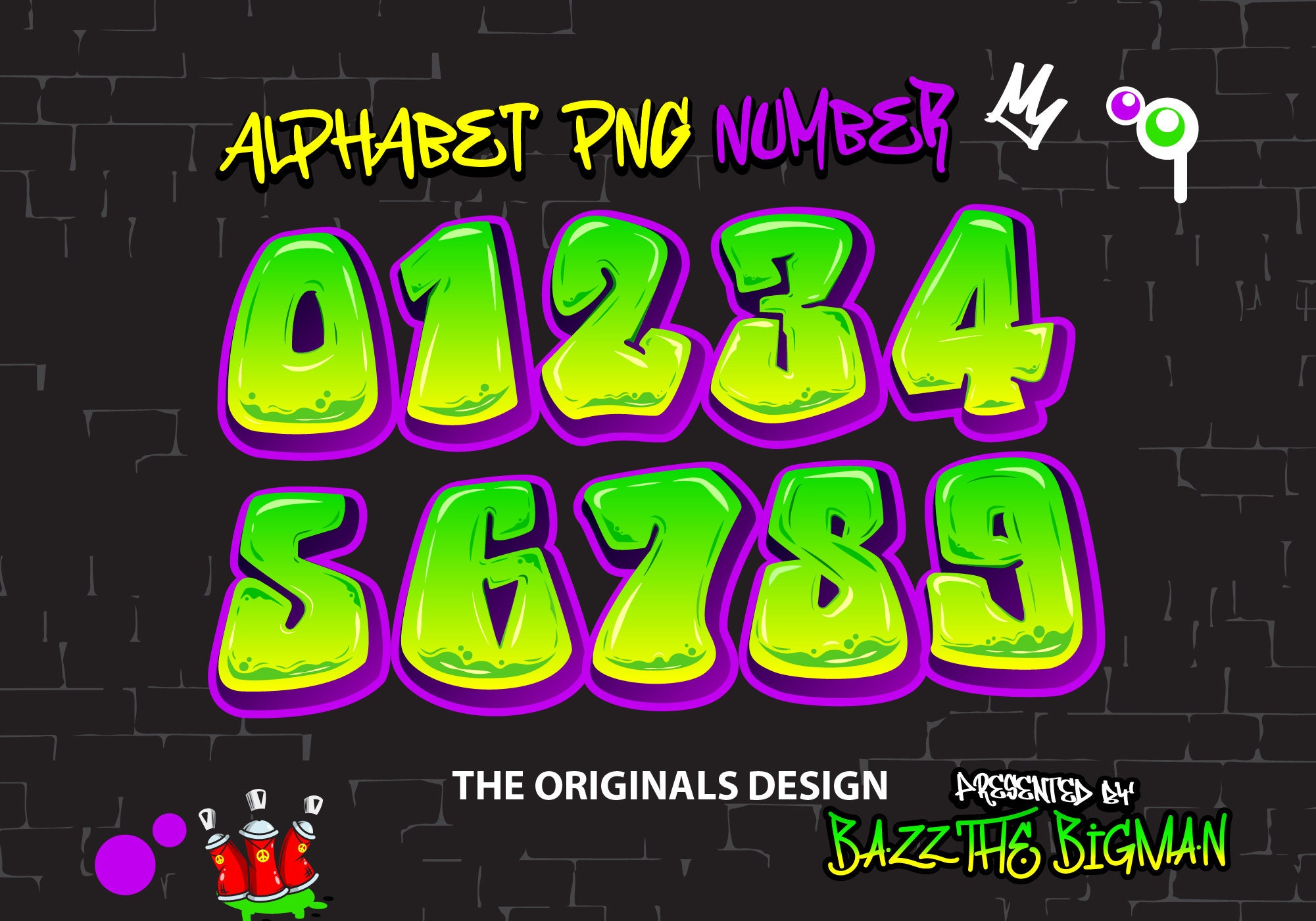 Sideways Green Purple Color Alphabet Letters & Numbers PNG - Etsy