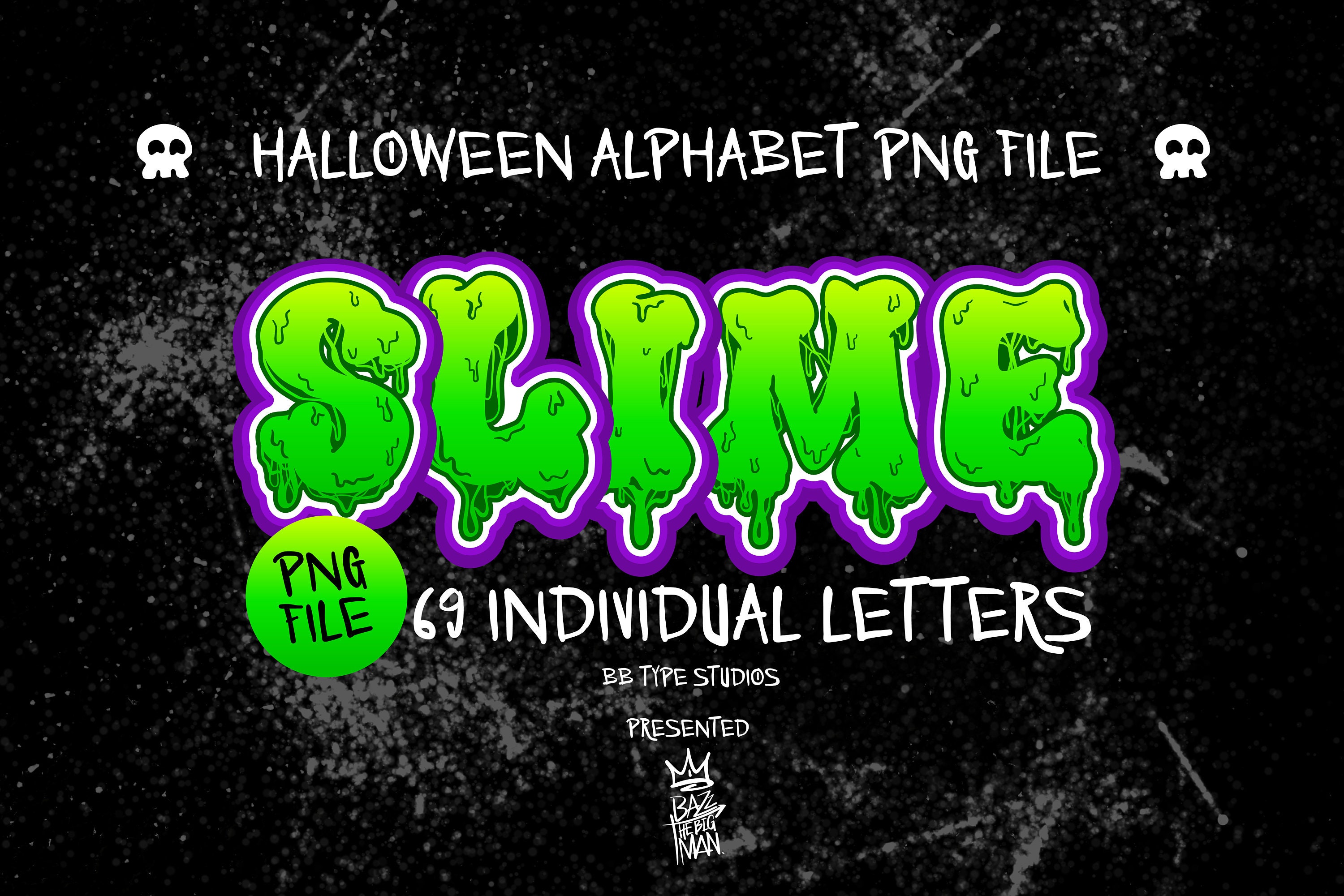 Halloween SLIME Alphabet Letters A-Z A-z and Numbers PNG. - Etsy