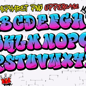 Sideways Blue Pink Color Alphabet Letters & Numbers PNG. File - Etsy