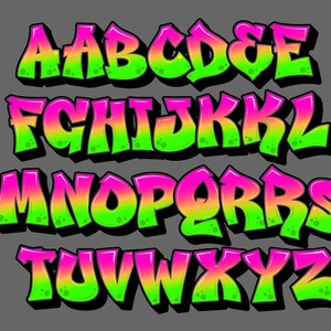 Pink & Green Graffiti Bubble Letters PNG: Urban Street Art Clipart ...