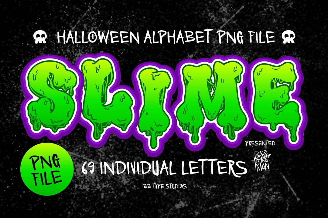 Halloween SLIME Alphabet Letters A-Z A-z and Numbers PNG. - Etsy