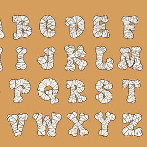 Halloween MUMMY Alphabet Letters A-Z A-z and Numbers PNG. - Etsy