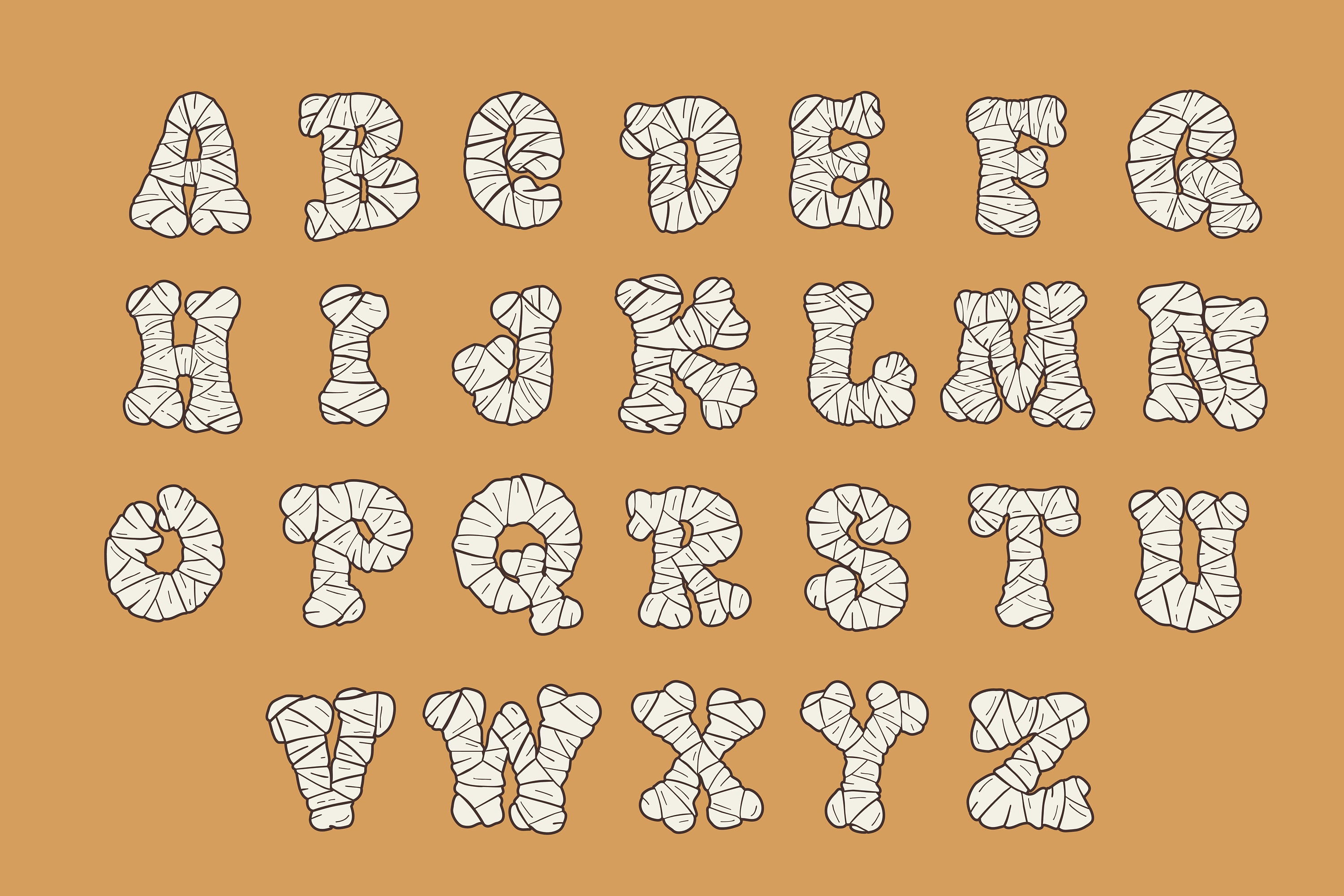 Halloween MUMMY Alphabet Letters A-Z A-z and Numbers PNG. - Etsy