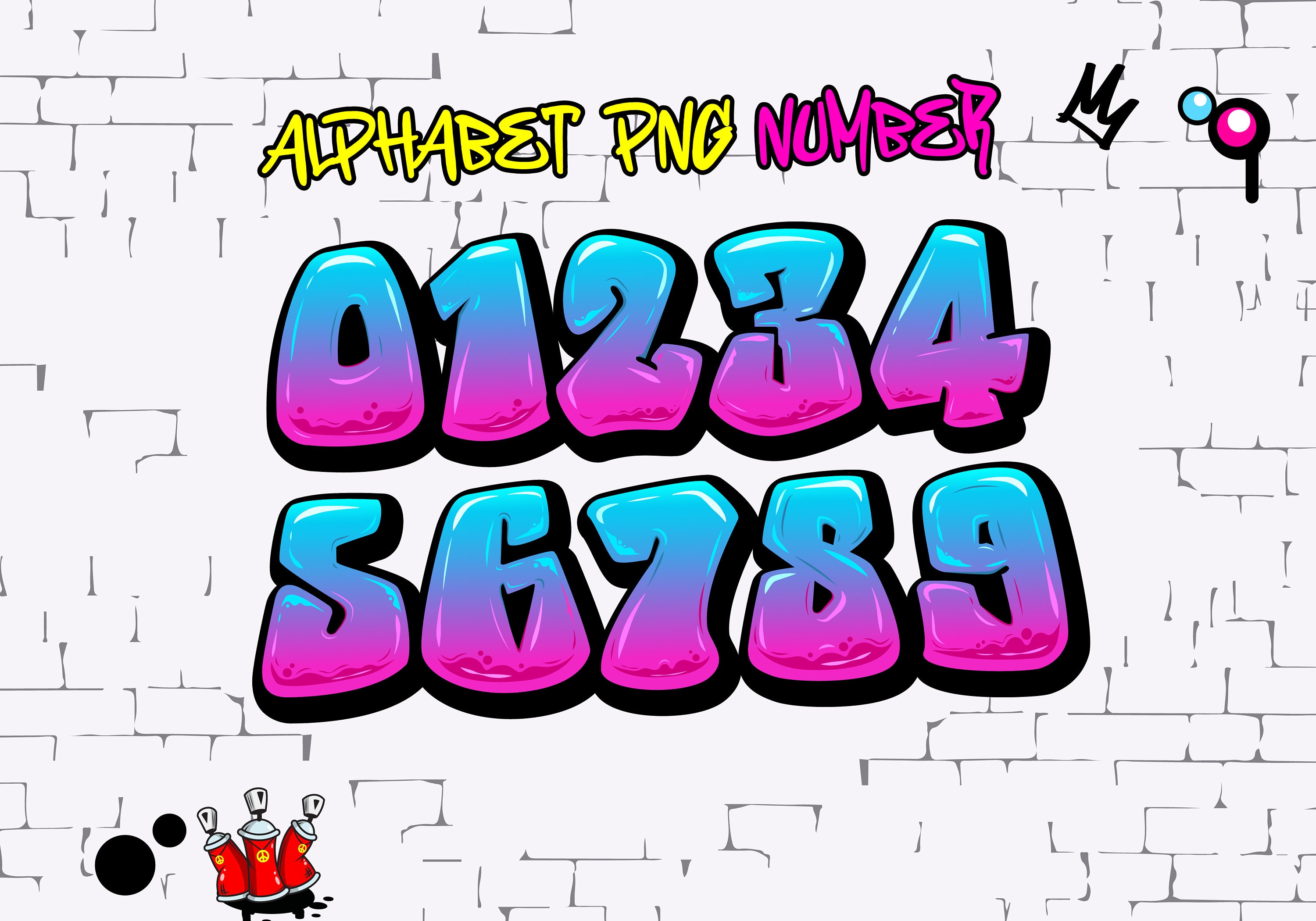 Sideways Blue Pink Color Alphabet Letters & Numbers PNG. File - Etsy ...