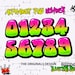 Sideways Pink Green Color Alphabet Letters & Numbers PNG File ...