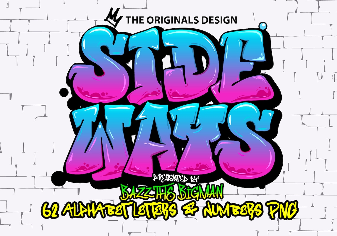 Sideways Blue Pink Color Alphabet Letters & Numbers PNG File - Etsy