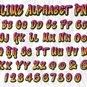 SLIME Pink-yellow Color Alphabet Letters & Numbers PNG. File, Graffiti ...