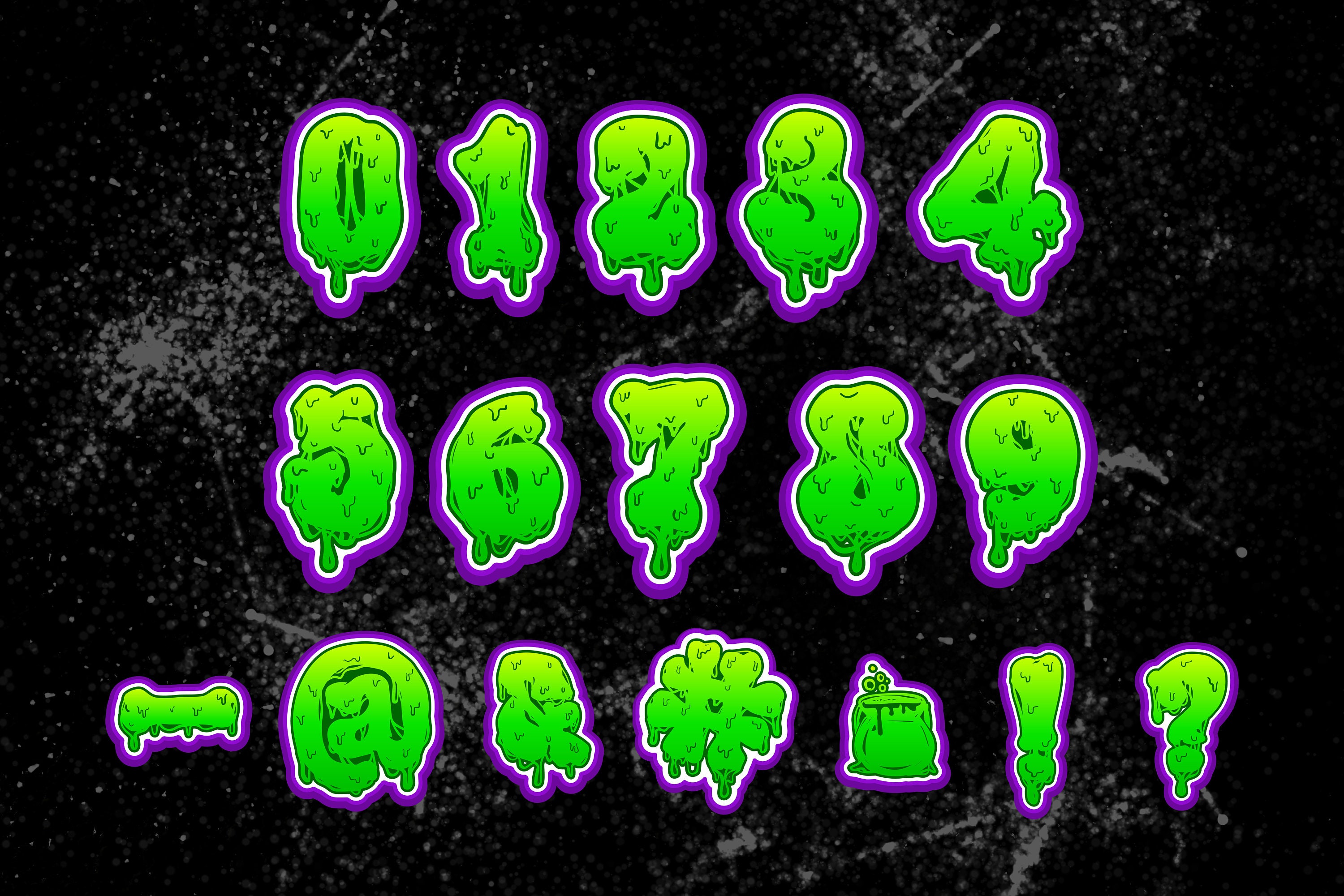 Halloween SLIME Alphabet Letters A-Z A-z and Numbers PNG. - Etsy