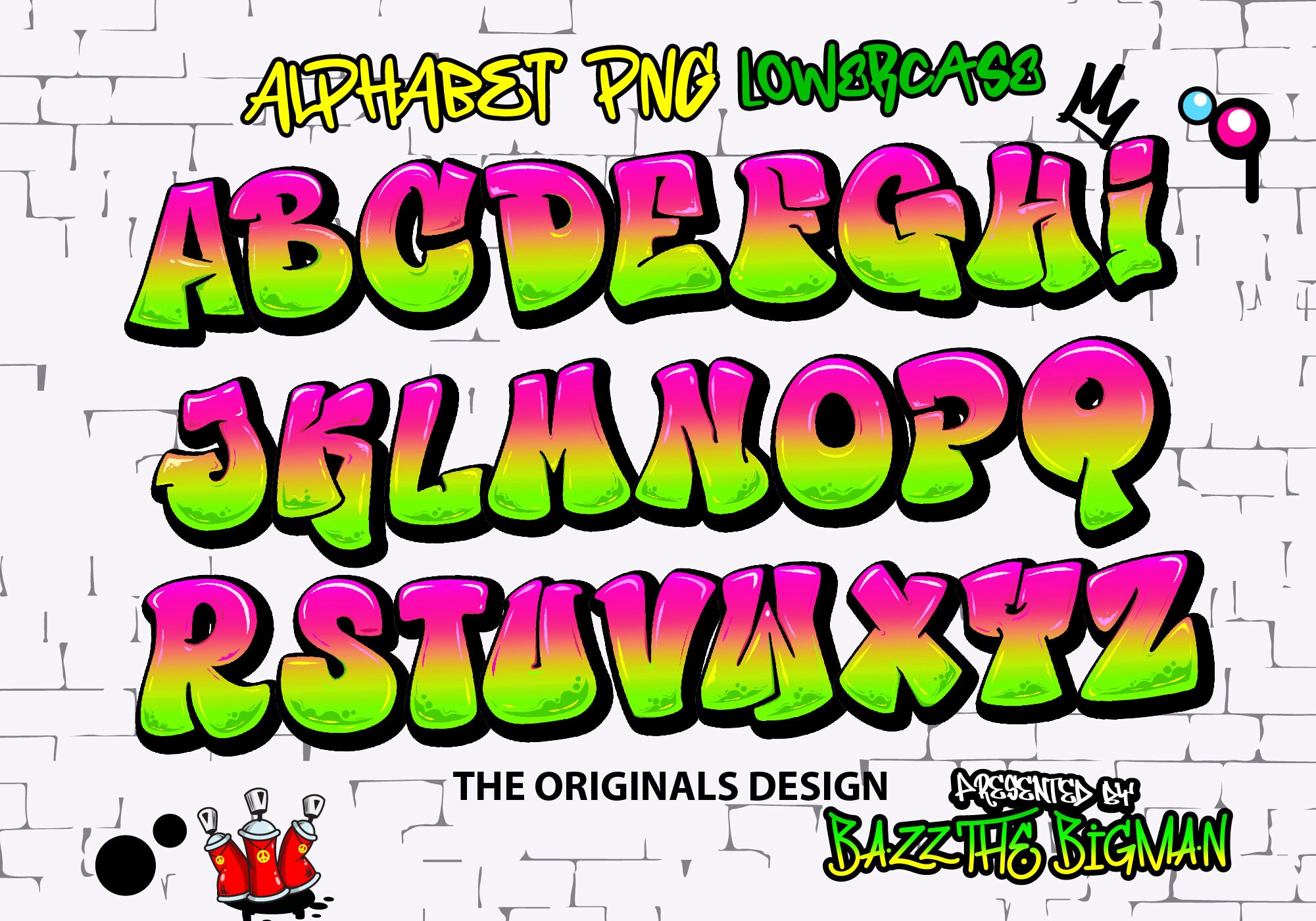 Sideways Pink Green Color Alphabet Letters & Numbers PNG File - Etsy