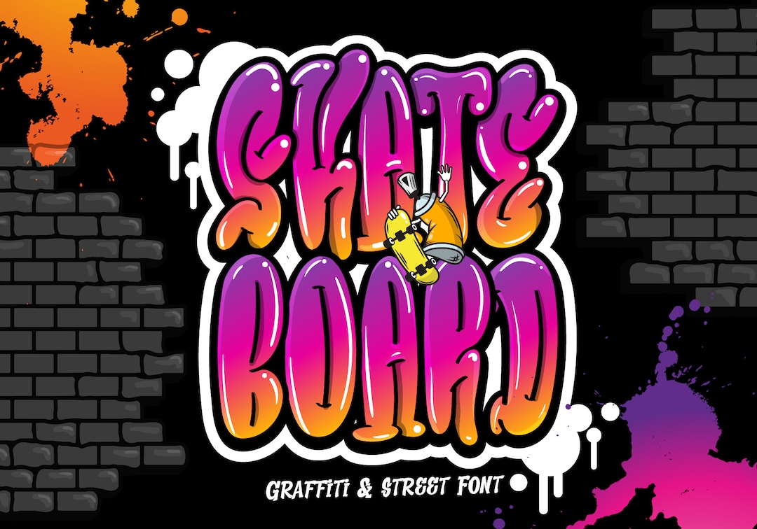 Skateboard Graffiti Font, Street Font, Digital Font, Font Otf Ttf ...