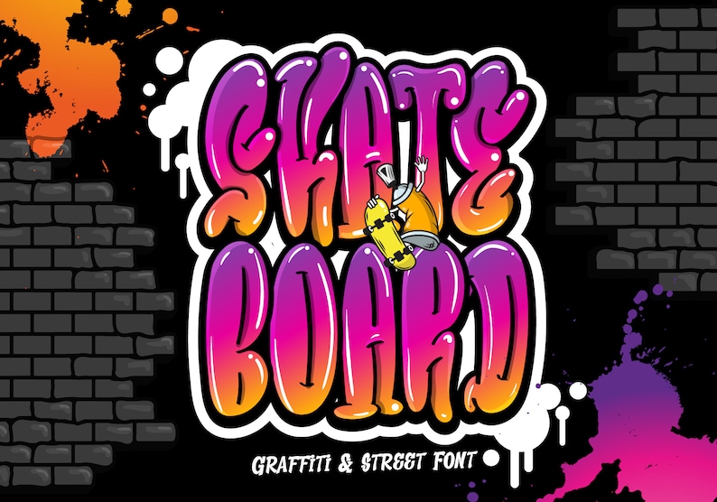 Skateboard Graffiti Font, Street Font, Digital Font, Font Otf Ttf ...