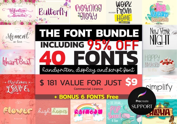 40 Procreate fonts bundle 95% off free 6 fonts : Procreate | Etsy