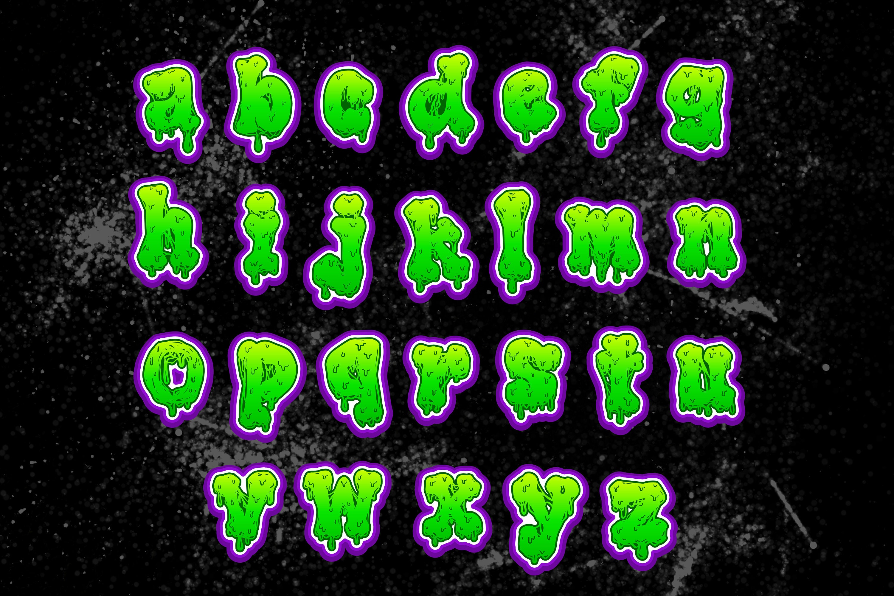 Halloween SLIME Alphabet Letters A-Z A-z and Numbers PNG. - Etsy