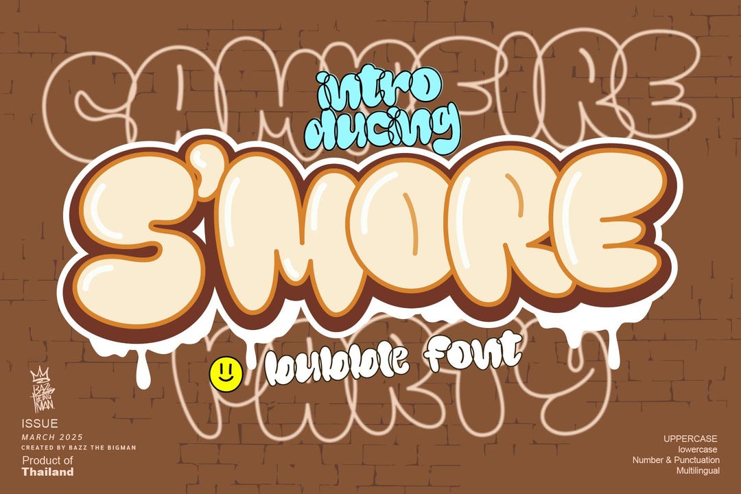 Smore Bubble Graffiti Font: Display Font (OTF & TTF) - Etsy
