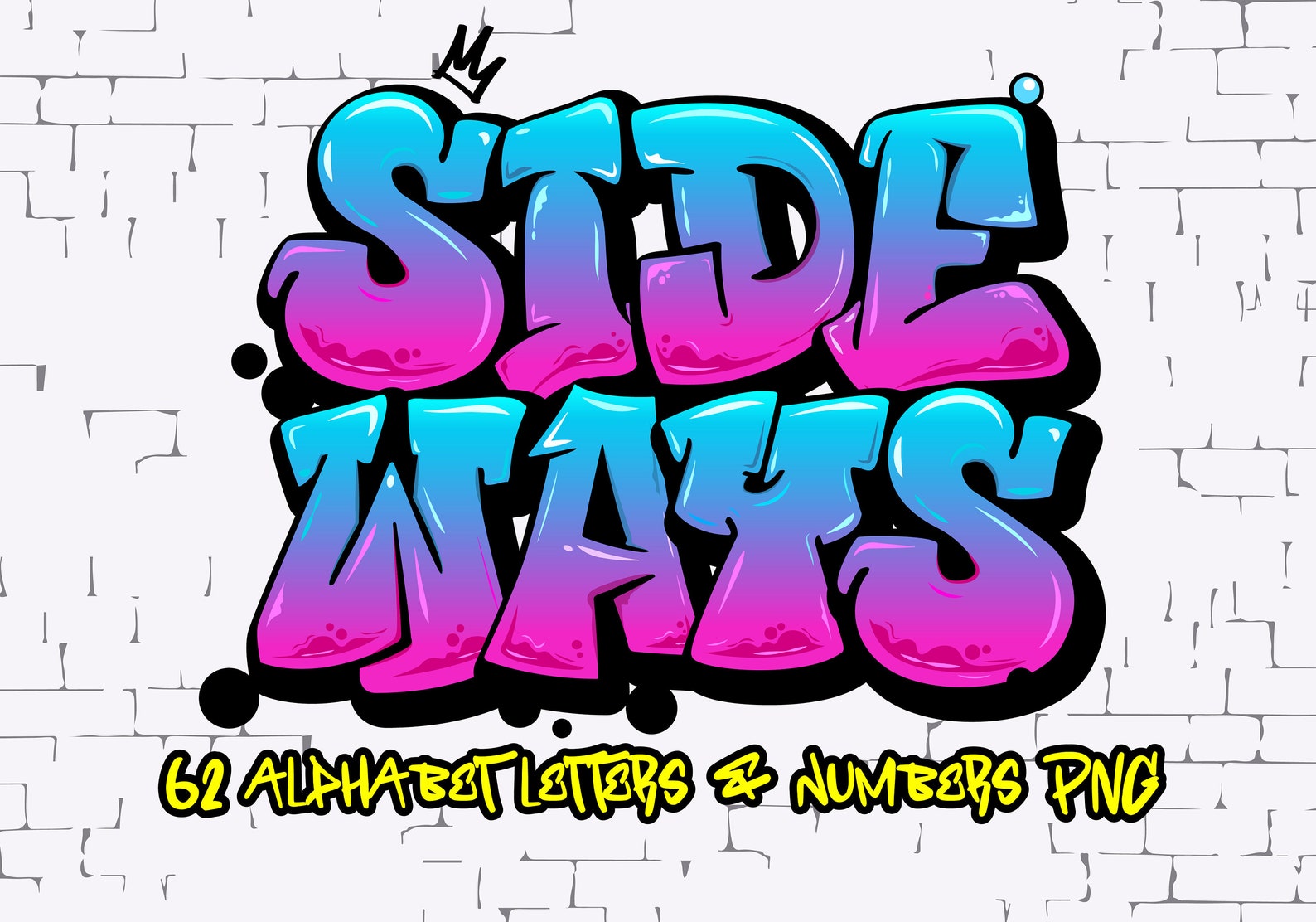 Sideways Blue Pink Color Alphabet Letters & Numbers PNG. File - Etsy