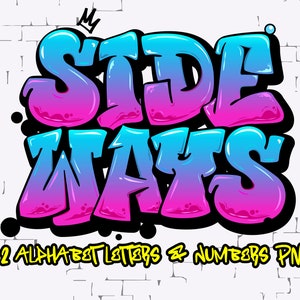 Sideways Blue Pink Color Alphabet Letters & Numbers PNG. File - Etsy