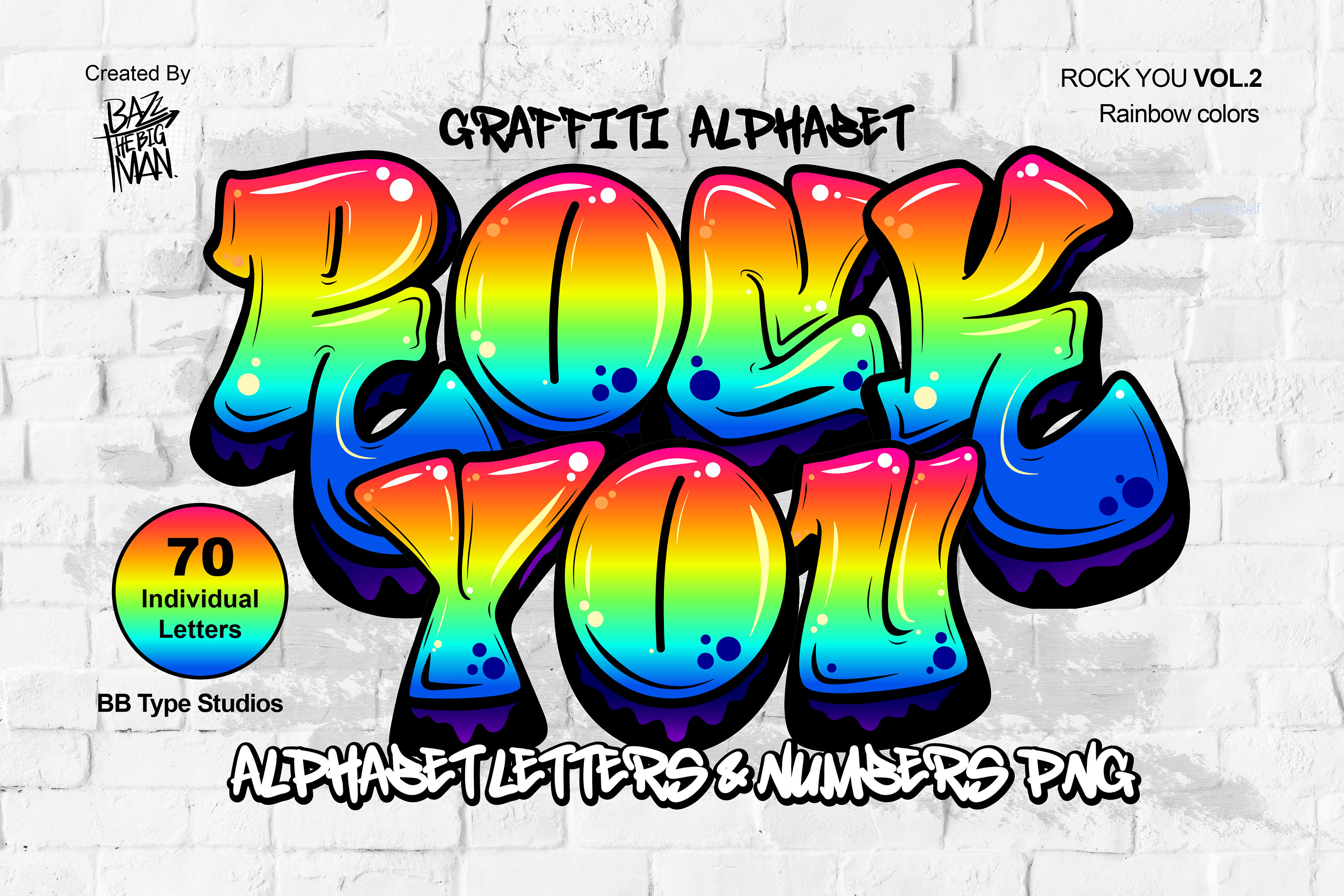 Rock You Rainbow Color Alphabet Letters, Numbers & Punctuation PNG ...