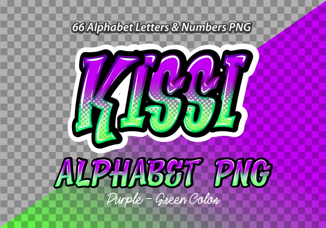Graffiti Alphabet PNG: Purple Green Street Art Letters (digital ...