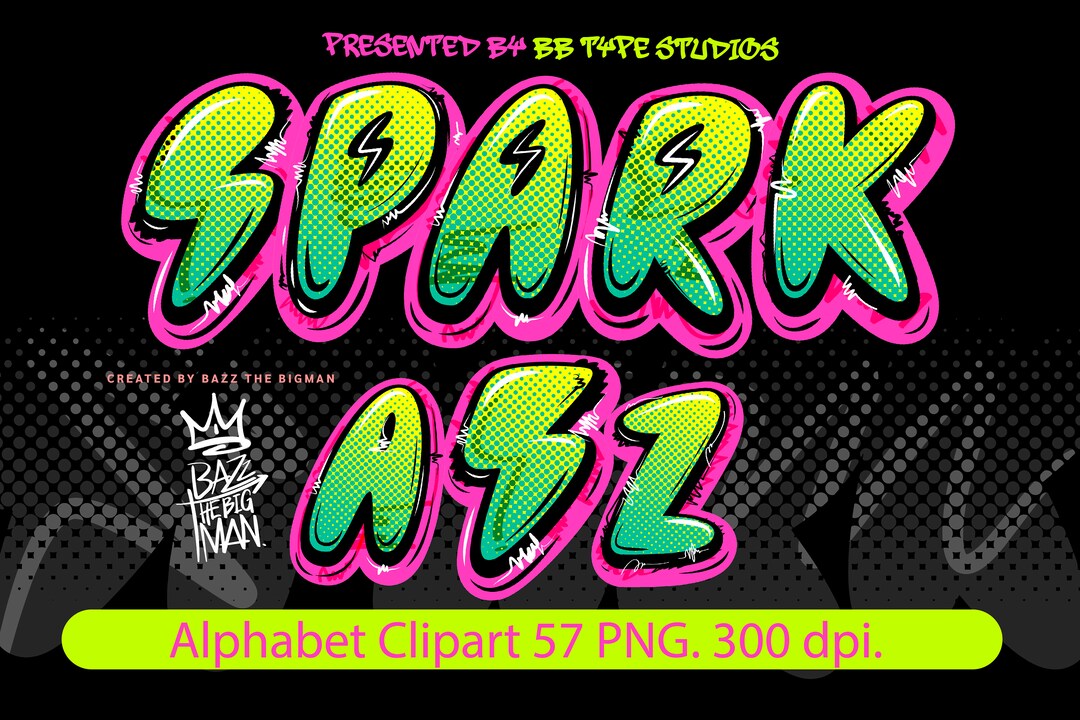 SPARK Vol.1 Green Pink Color Letters, Numbers & Punctuation PNG. File ...