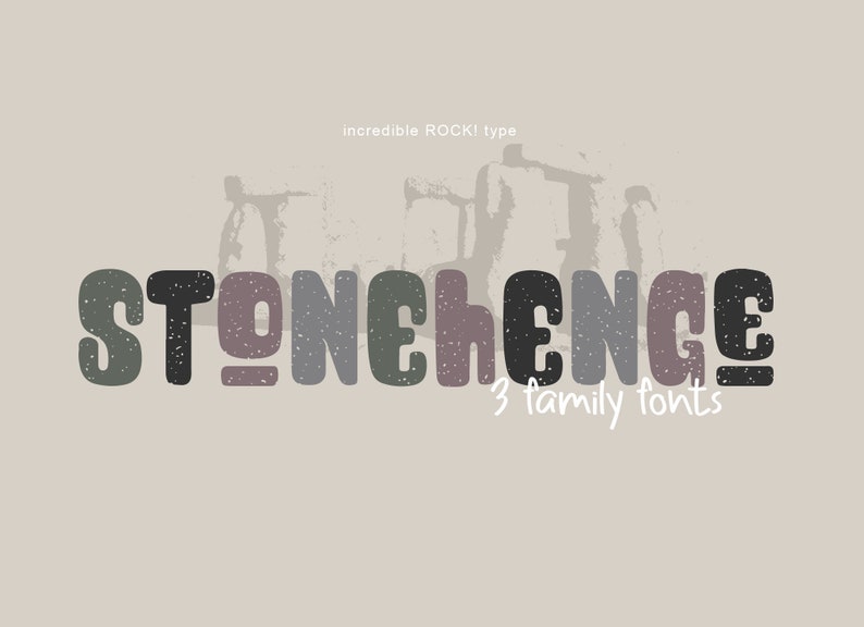 Stonehenge : 3 Family Digital Fonts Otf Ttf Procreate Font - Etsy