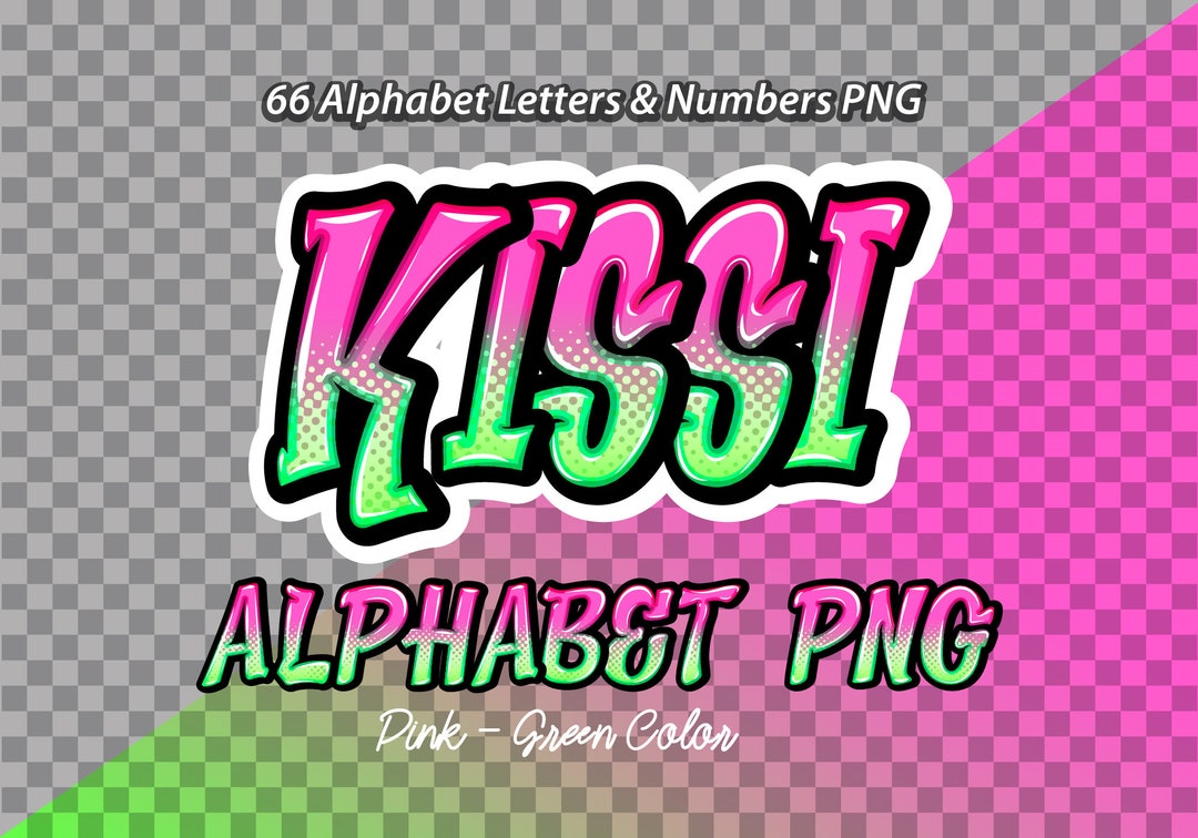 Pink & Green Graffiti Alphabet PNG: Street Art Letters (digital ...