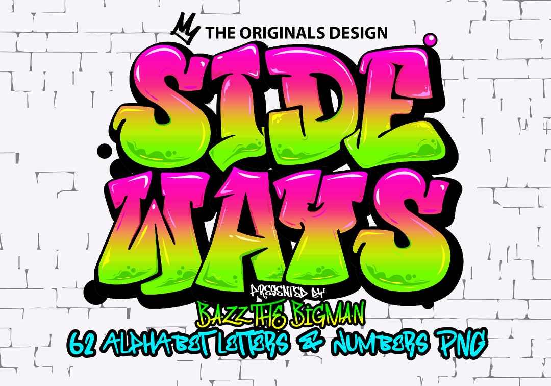 Sideways Pink Green Color Alphabet Letters & Numbers PNG File ...