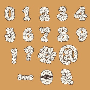 Halloween MUMMY Alphabet Letters A-Z A-z and Numbers PNG. - Etsy