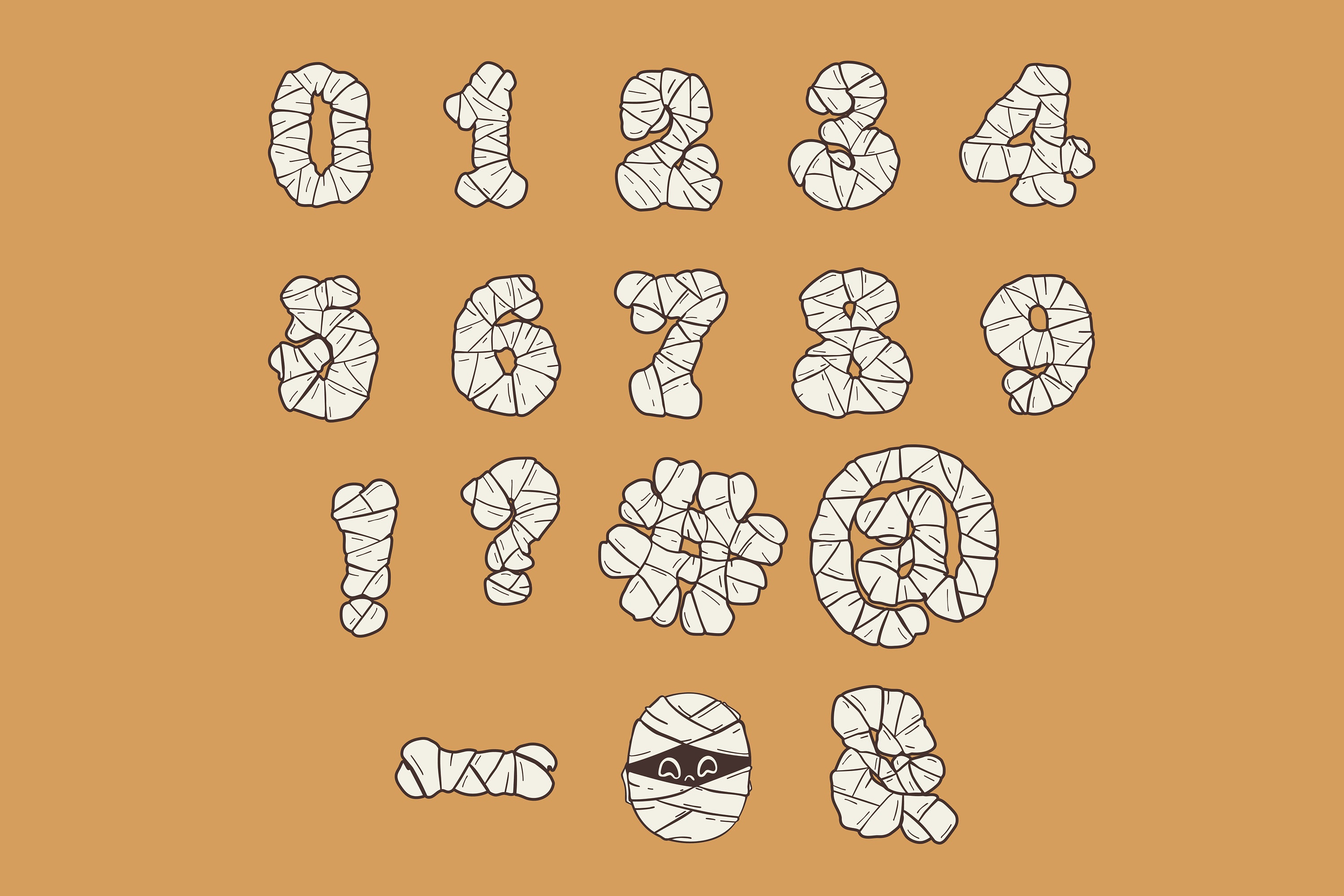 Halloween MUMMY Alphabet Letters A-Z A-z and Numbers PNG. - Etsy