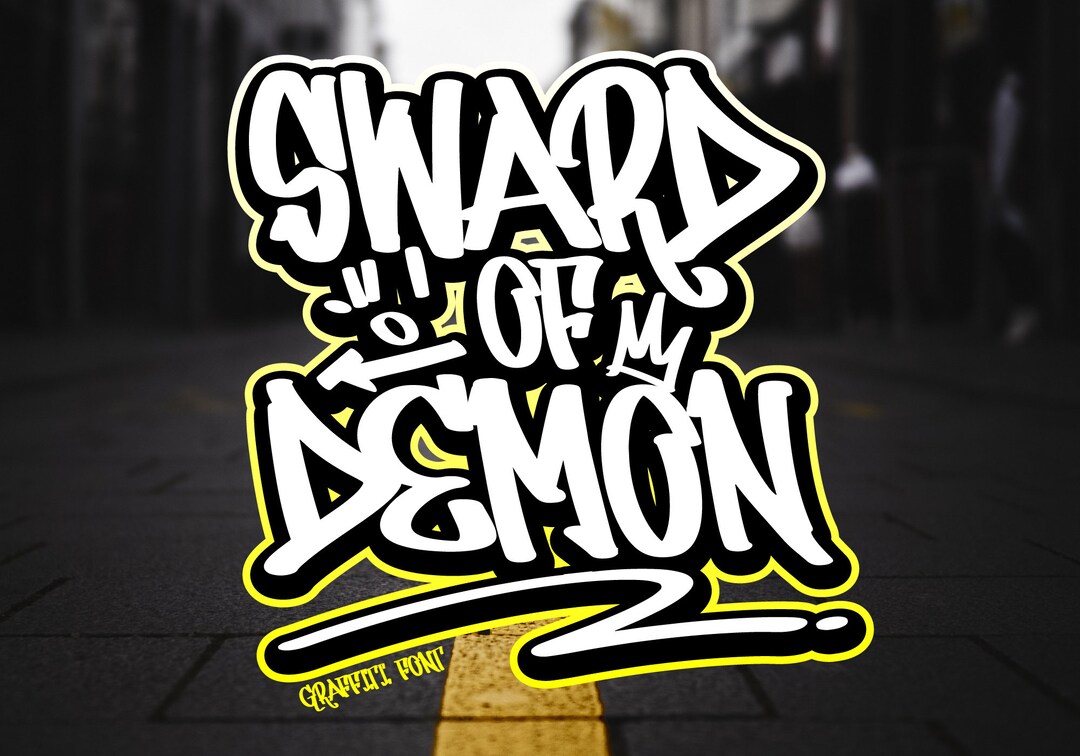 Sward of Demon Font, Graffiti Font, Street Font, Procreate Font ...