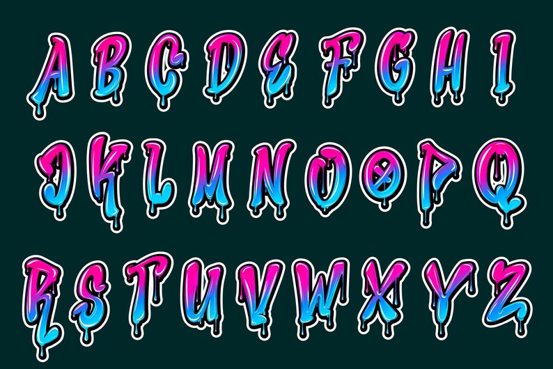 Slime Dripping Letters PNG: Graffiti Font Clipart, A-Z Alphabet ...