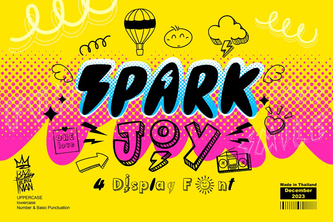 Spark Joy Font Family: Display, Funny, Doodle (OTF, TTF) - Etsy
