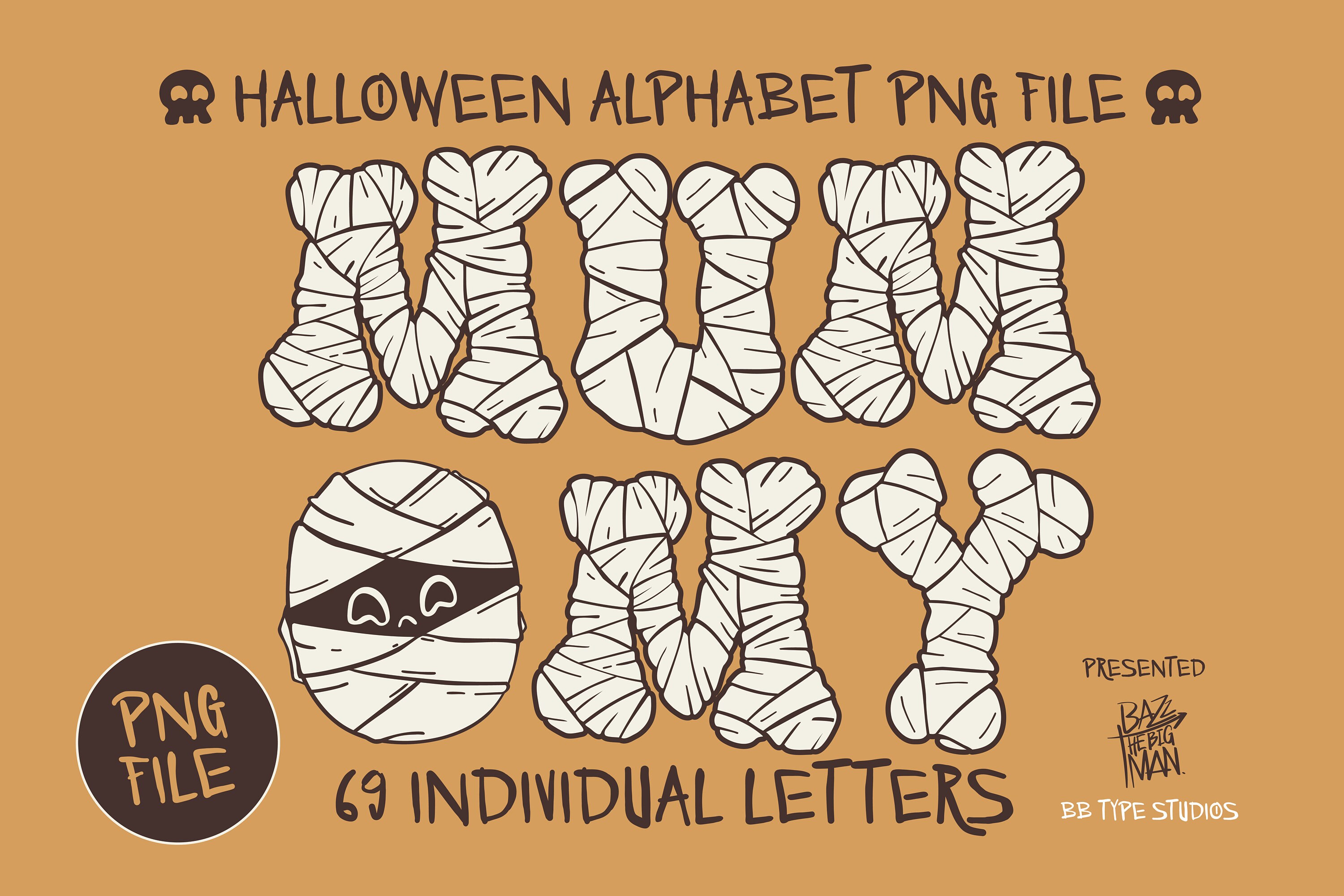 Halloween MUMMY Alphabet Letters A-Z A-z and Numbers PNG. - Etsy