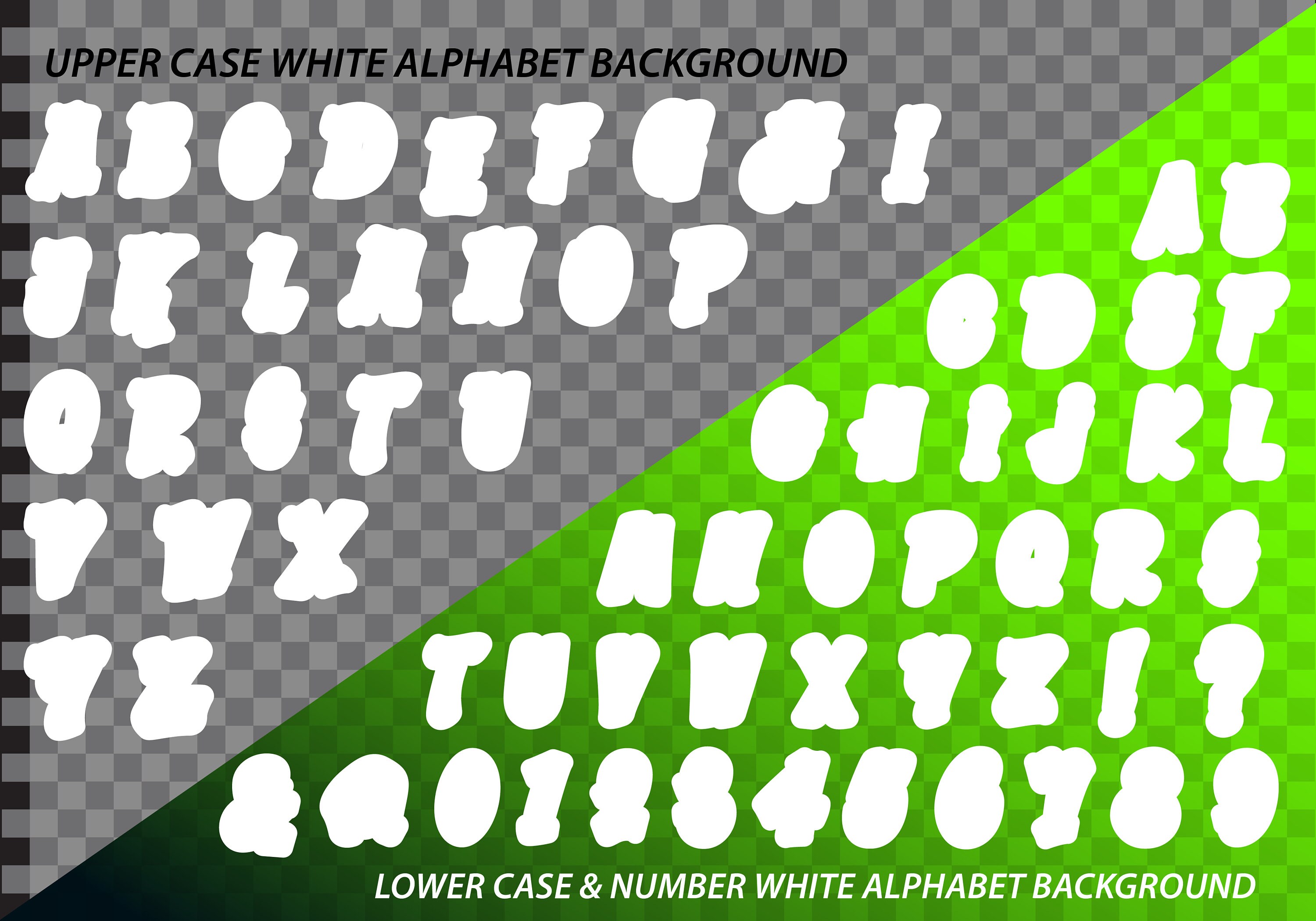 Kissi Lime Green Black Color Alphabet Letters & Numbers PNG. File ...