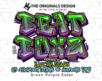 Sideways Pink Green Color Alphabet Letters & Numbers PNG File ...