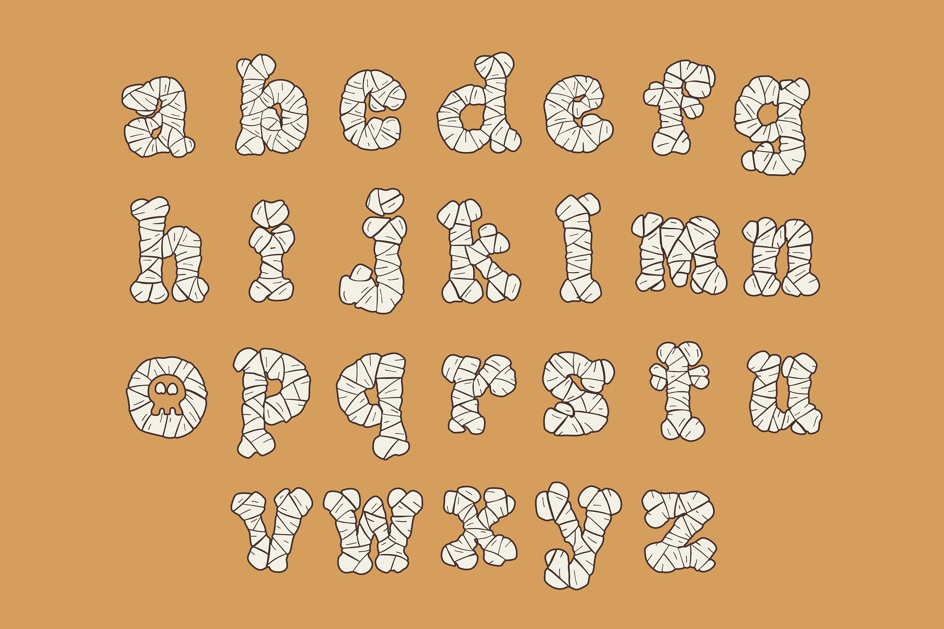 Halloween MUMMY Alphabet Letters A-Z A-z and Numbers PNG. - Etsy