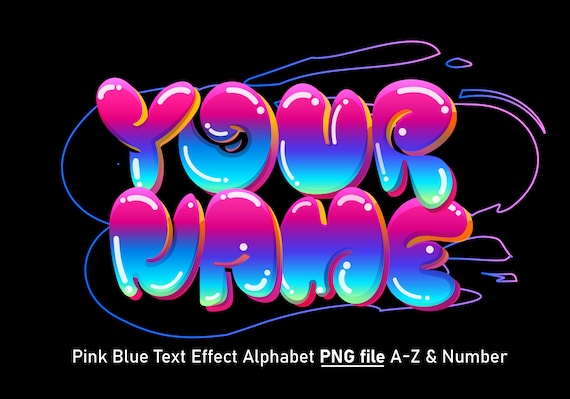 Your Name Pink Blue Color Alphabet Letters & Numbers PNG File - Etsy