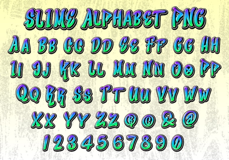 Slime Graffiti Alphabet PNG: Blue Green Street Art Letters (digital ...