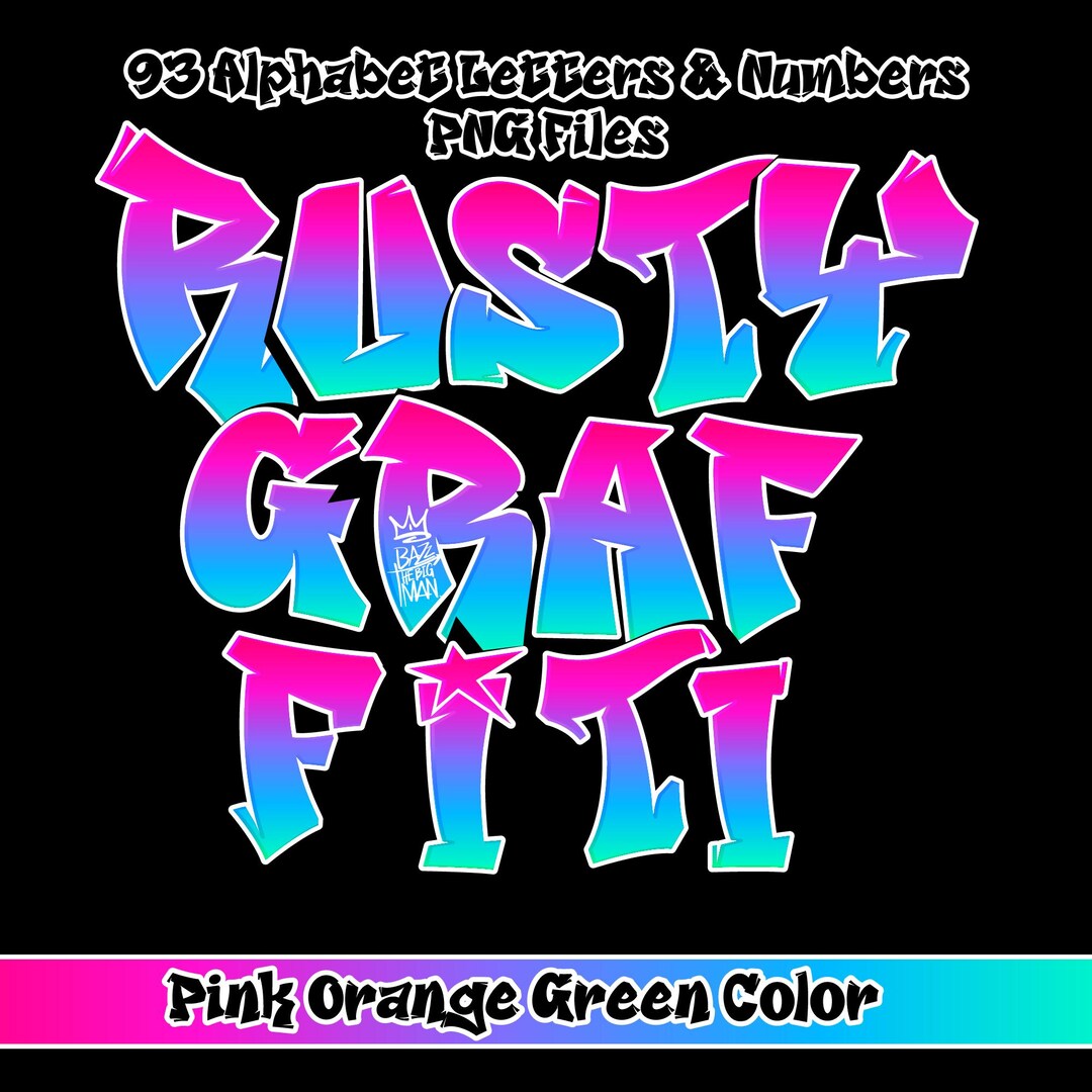Rusty Graffiti Alphabet: Pink & Blue PNG Letters (digital Download) - Etsy