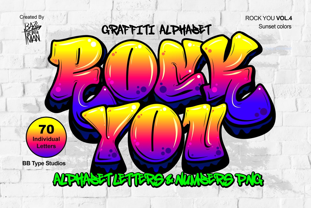 Rock You Sunet Color Alphabet Letters, Numbers & Punctuation PNG. File ...