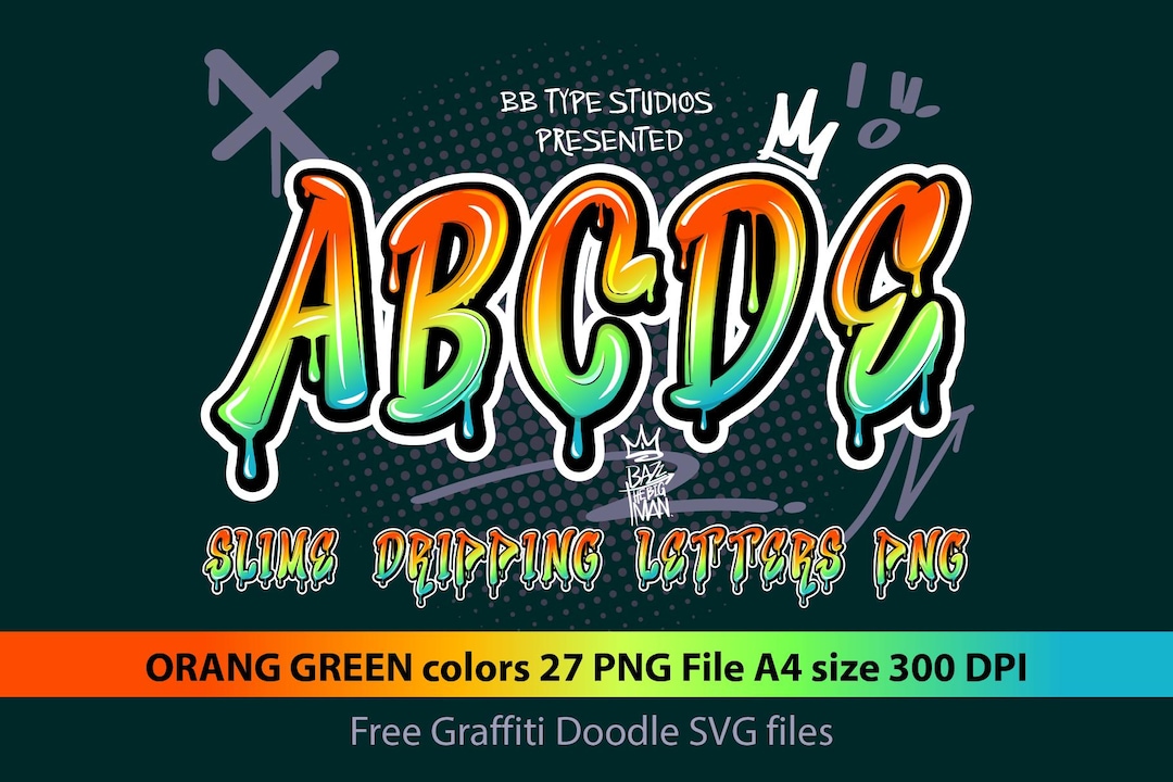 Alfabeto con slime goteando PNG: Clipart de fuente de grafiti (Descarga ...