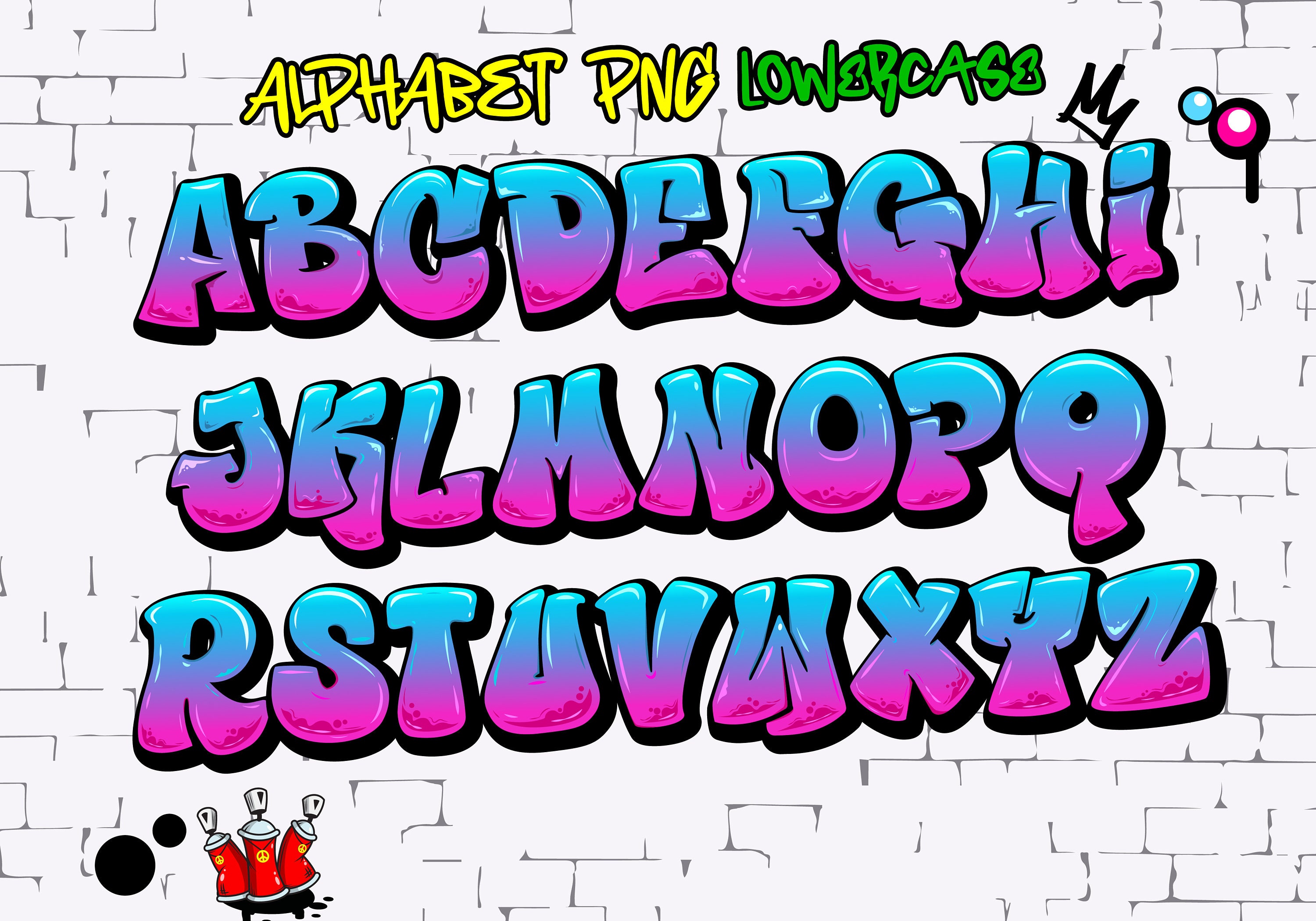 Sideways Blue Pink Color Alphabet Letters & Numbers PNG. File - Etsy ...