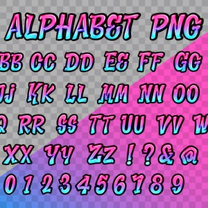 Kissi Pink Blue Color Alphabet Letters & Numbers PNG. File, Graffiti ...