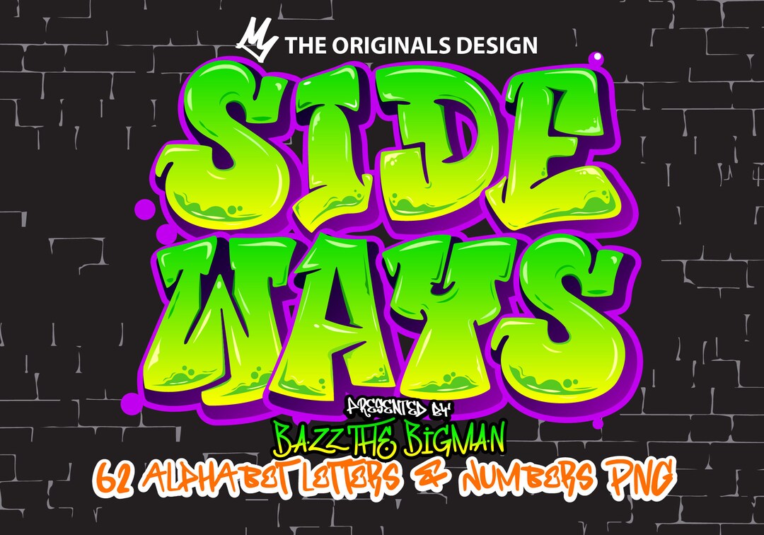 Sideways Green Purple Color Alphabet Letters & Numbers PNG File ...